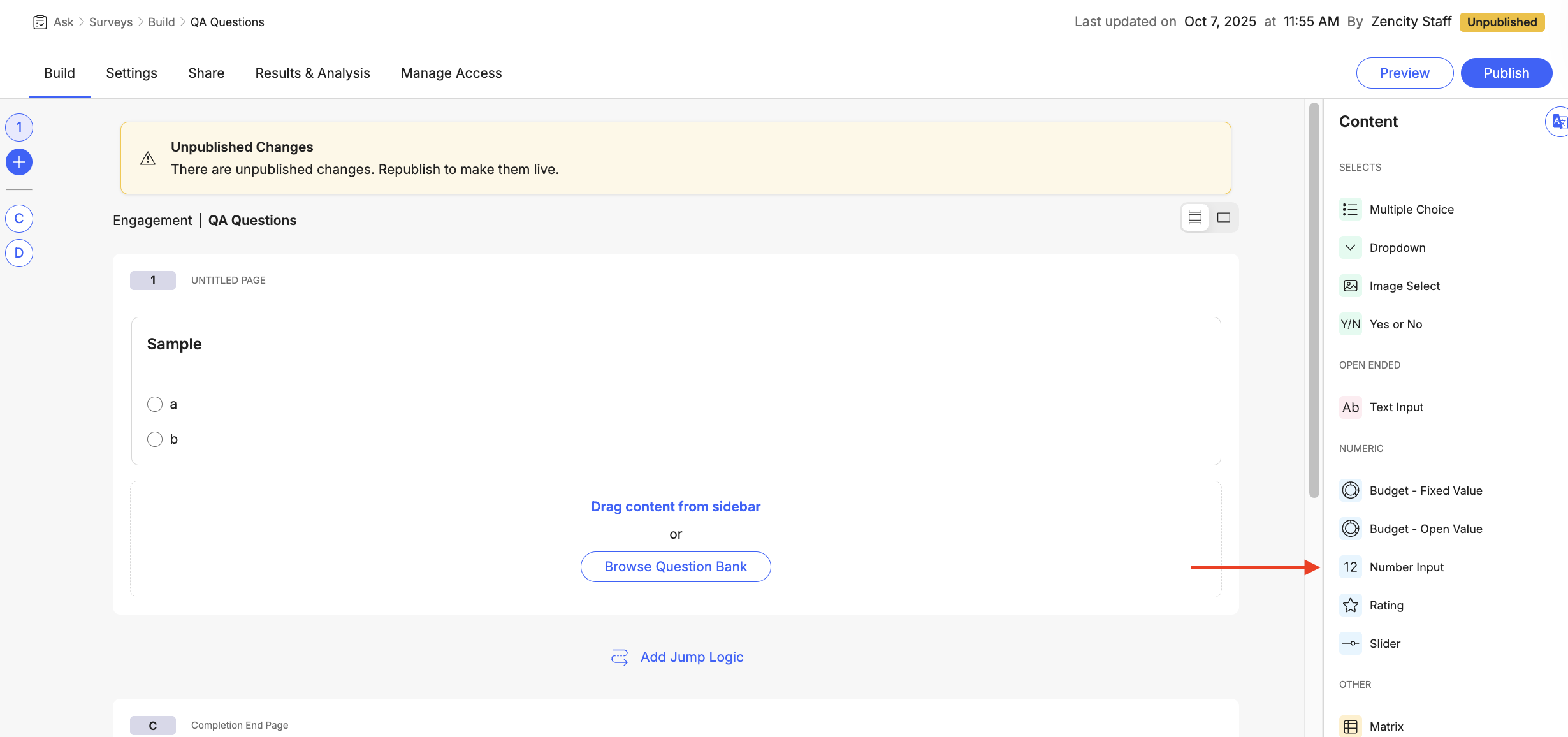 Add and Edit Number Input Questions in Engagement Questionnaires – Zencity